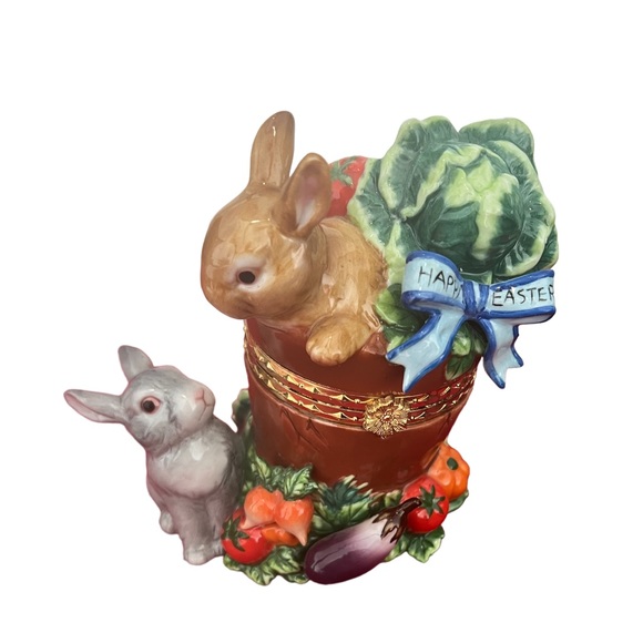 unbranded | Accents | Happy Easter Bunnies Porcelain Decorative Hinged ...